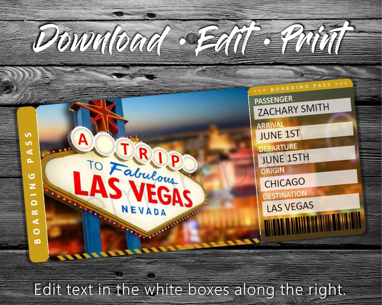 Surprise Vegas Trip Ticket | Vacation Tickets Instant Download ...