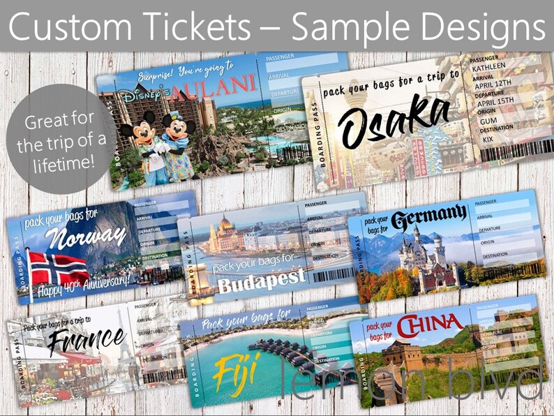Custom Trip Tickets Custom Event Tickets Custom Surprise | Etsy