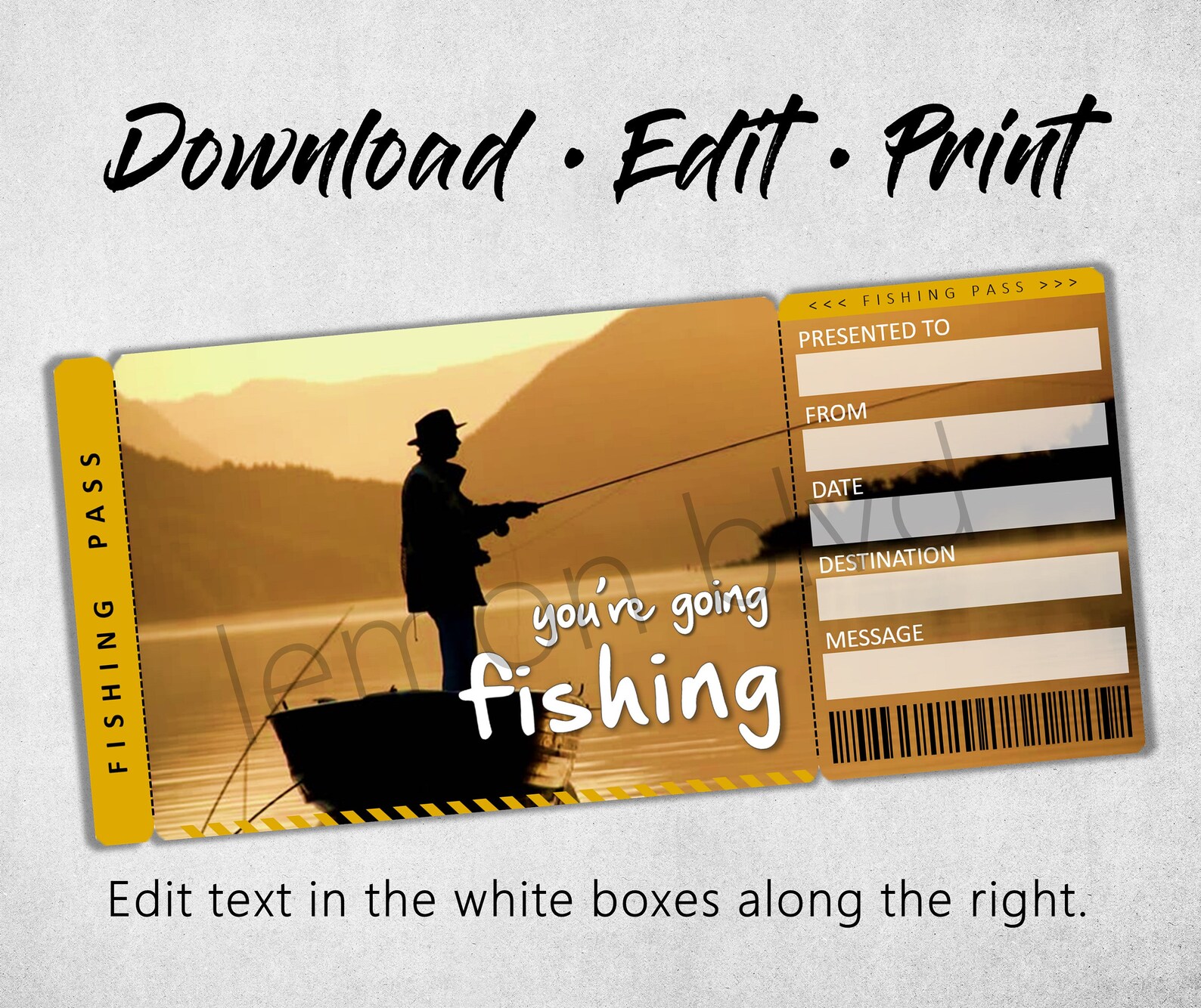 Surprise Fishing Trip Tickets | Fishing Ticket Download | Editable Text ...