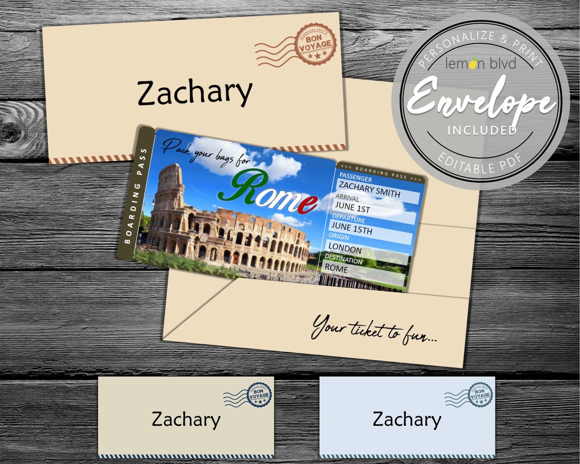 Surprise Italy Trip Ticket | Vacation Tickets Instant Download ...