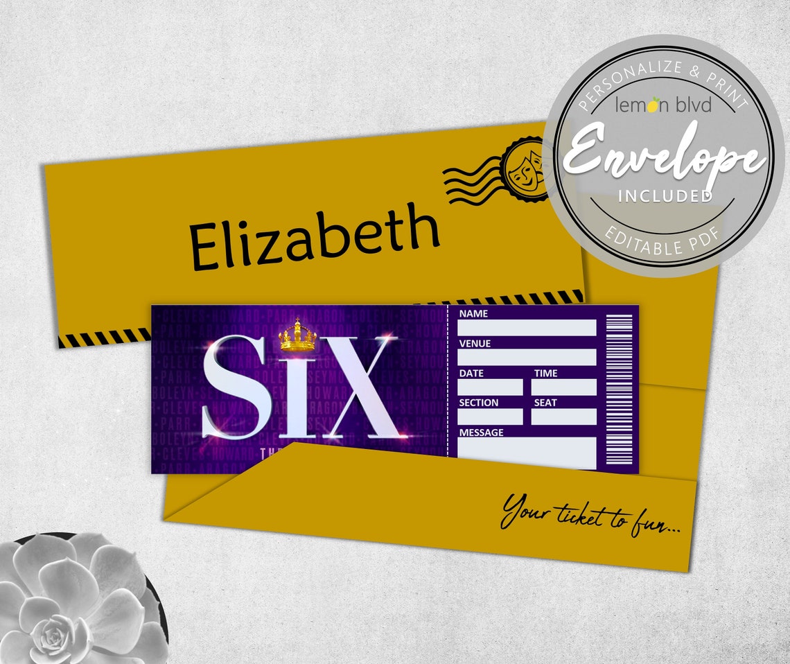 Six Ticket Printable Surprise Gift Reveal Broadway Musical - Etsy