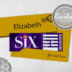 Six Ticket Printable Surprise Gift Reveal Broadway Musical Theatre ...
