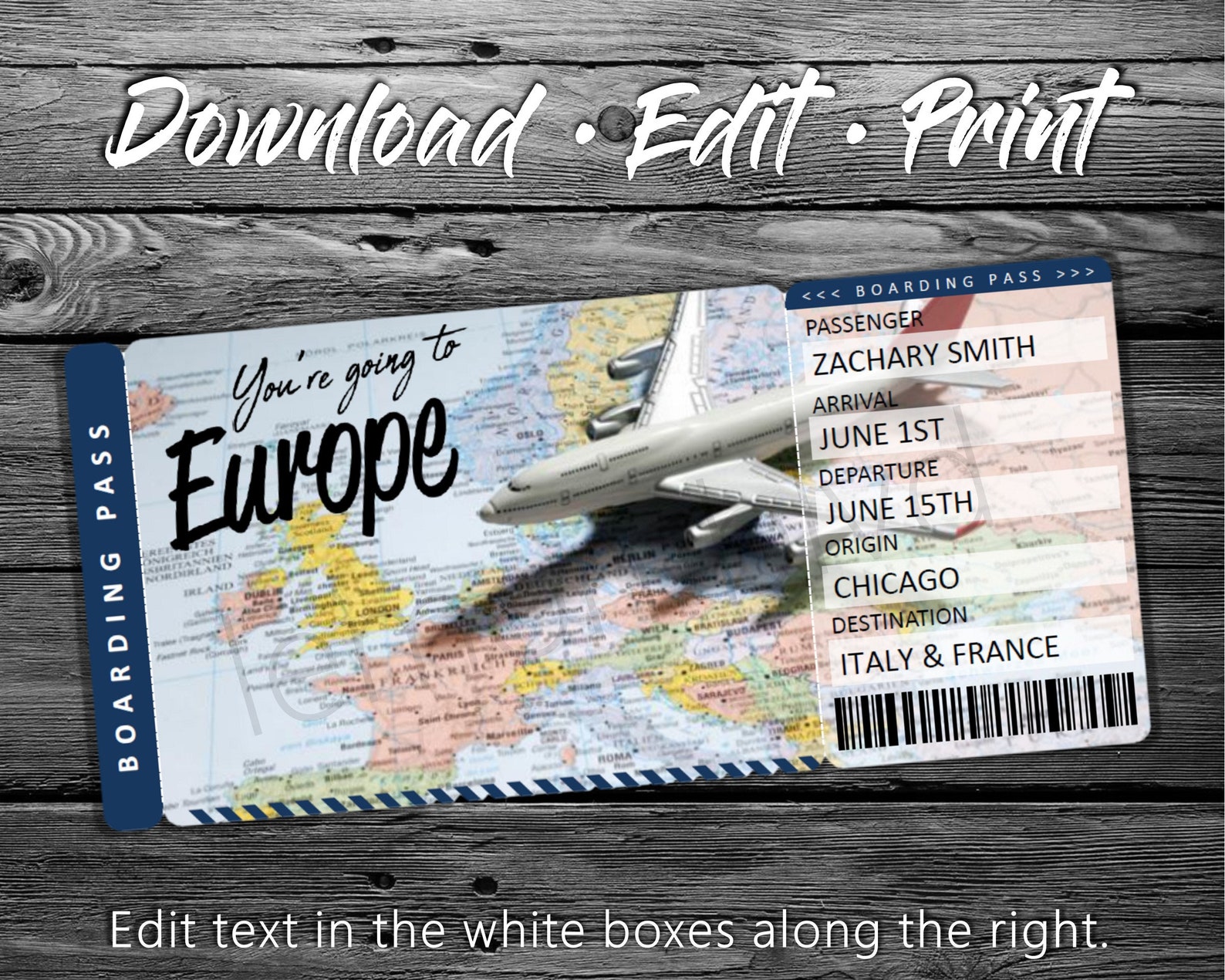 Surprise Europe Trip Ticket Vacation Tickets Instant - Etsy