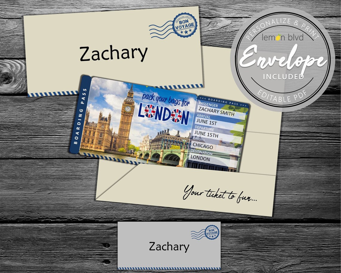 Surprise London Trip Ticket England Vacation Tickets Instant - Etsy