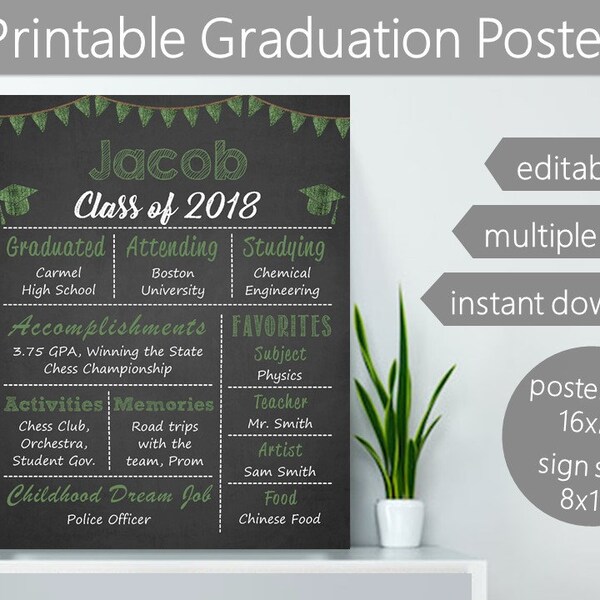 Graduation Chalkboard - Etsy