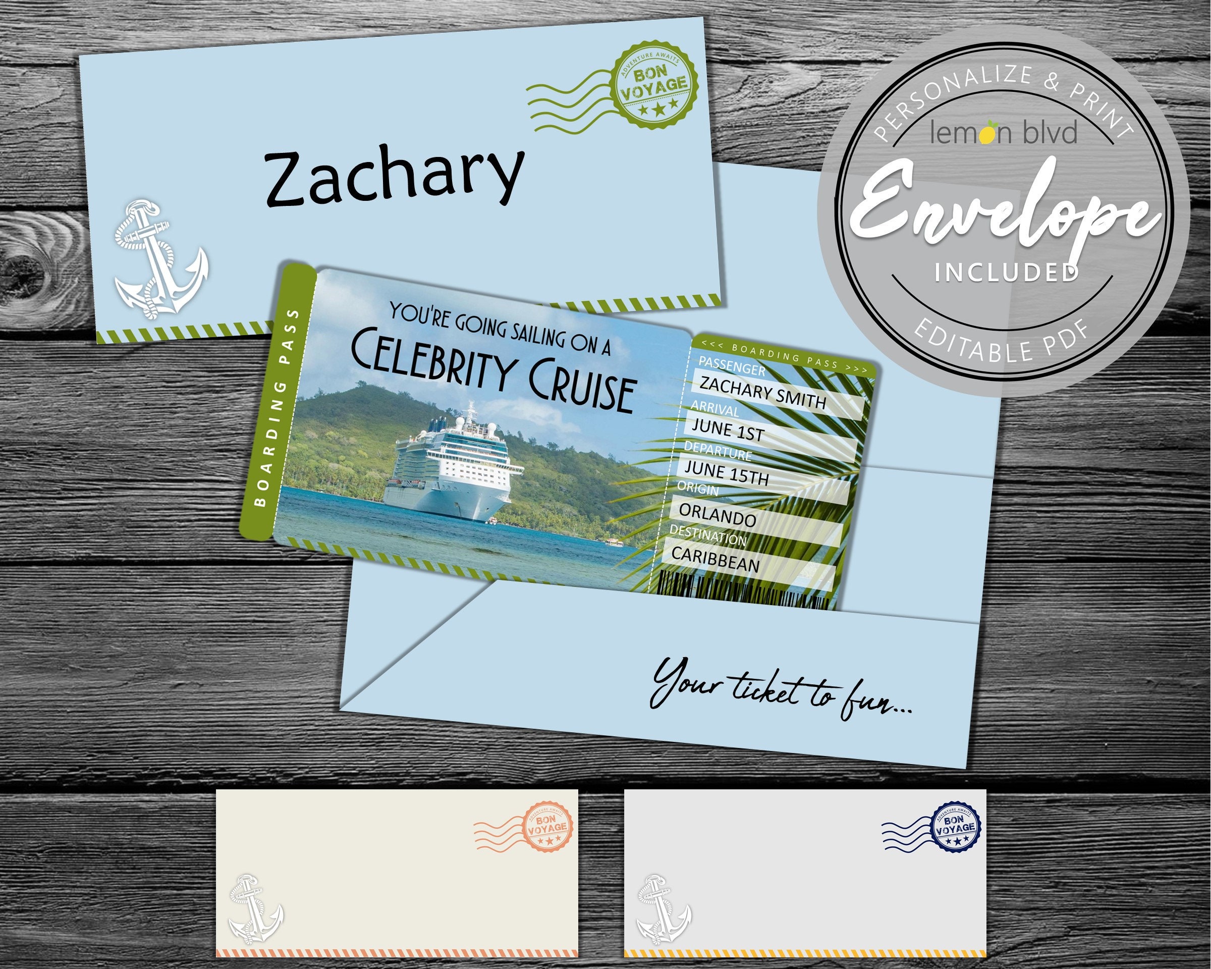 Cruise Tickets | Cruise Ticket Instant Digital Download | Editable Text ...