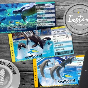 Seaworld Trip Tickets Printable Seaworld Ticket Digital Download ...