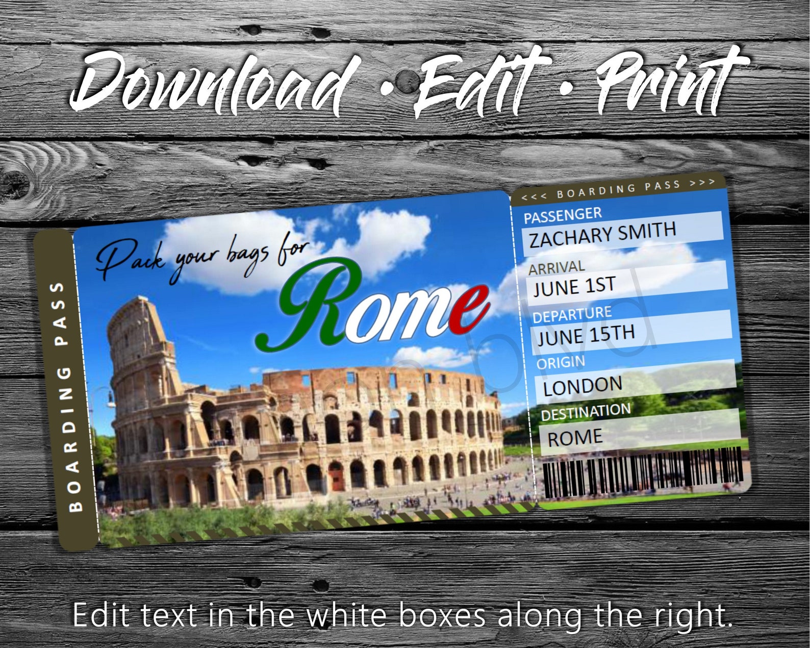 Surprise Italy Trip Ticket | Vacation Tickets Instant Download ...