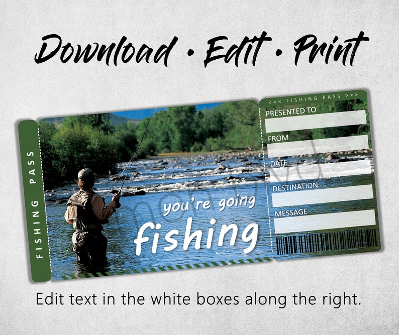 Surprise Fishing Trip Tickets | Fishing Ticket Download | Editable Text ...