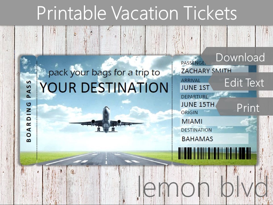 Surprise Trip Tickets Vacation Ticket Instant Digital - Etsy
