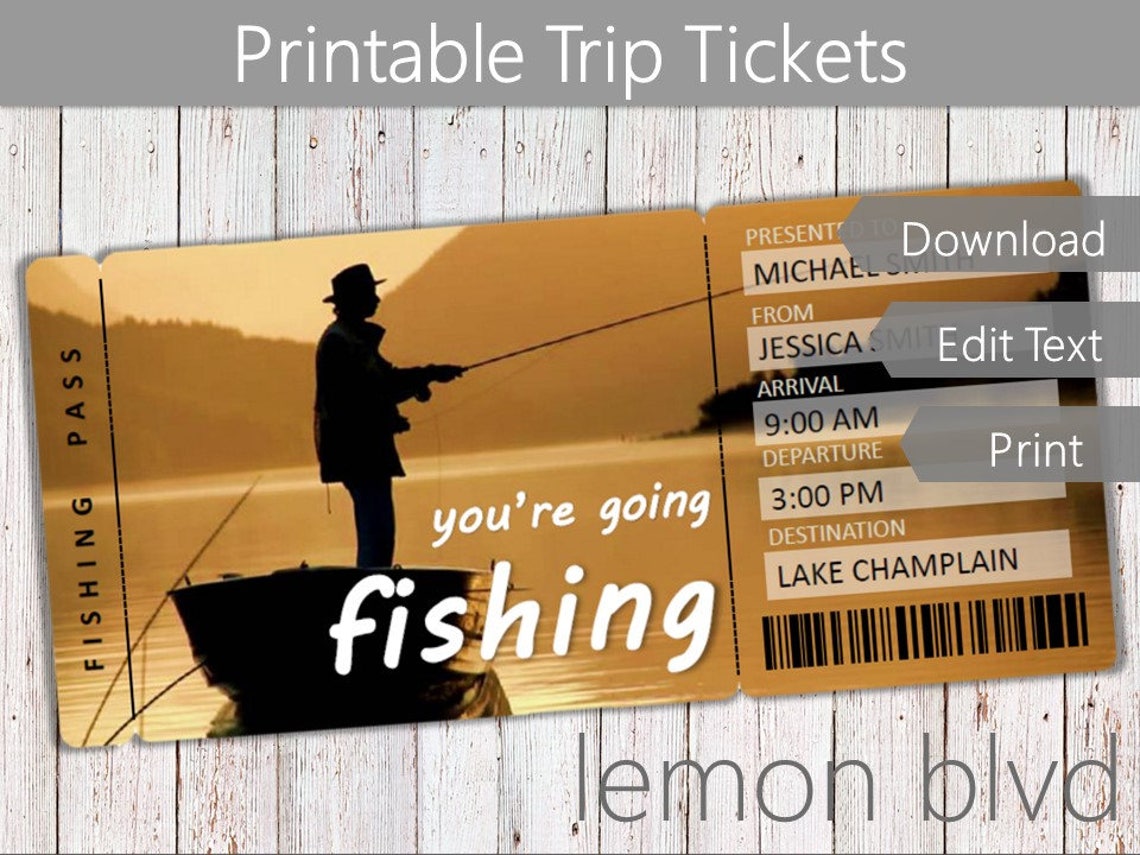 Surprise Fishing Trip Tickets Fishing Ticket Download | Etsy