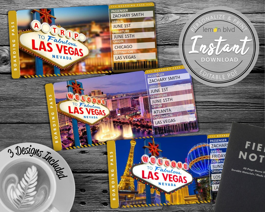 Surprise Vegas Trip Ticket | Vacation Tickets Instant Download ...