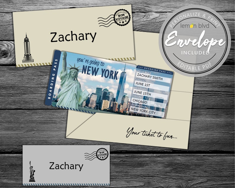Surprise New York Trip Ticket Vacation Tickets Instant - Etsy