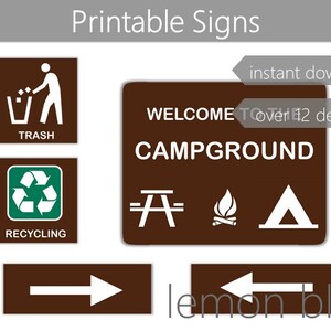 Campground Signs Camping Party Printables Instant Digital | Etsy