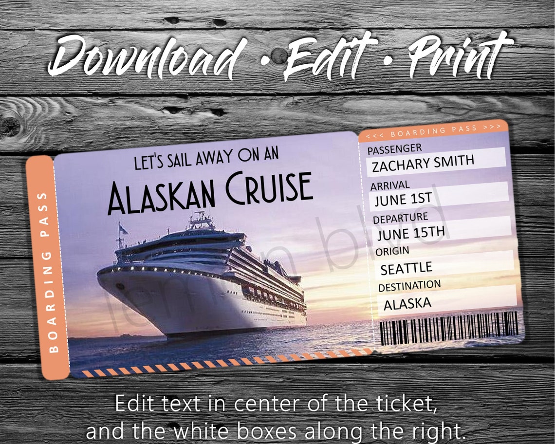 Cruise Tickets | Cruise Ticket Instant Digital Download | Editable Text ...