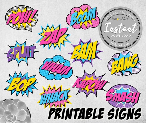 Comic Book Action Words Printable