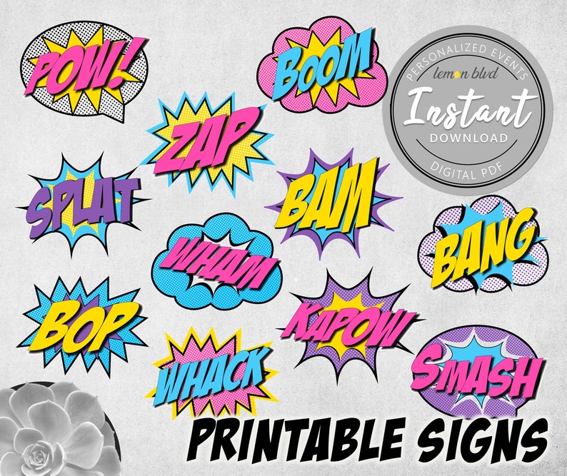 Superhero Signs Superhero Girl Party Printables Instant - Etsy