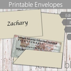 Surprise Trip Ticket Envelope | Printable Envelopes | Instant Digital ...