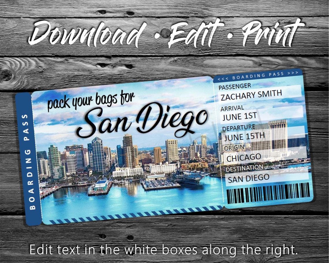 Surprise California Trip Ticket Los Angeles San Diego & - Etsy