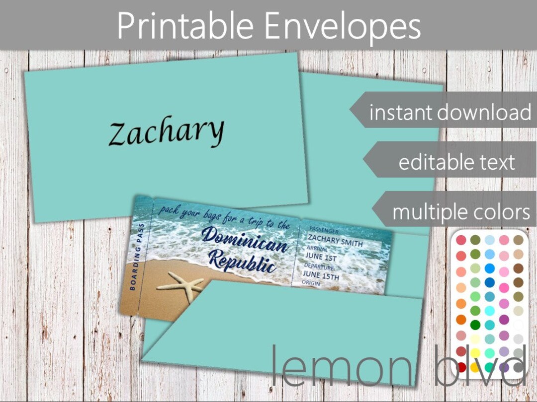 Surprise Trip Ticket Envelope | Printable Envelopes | Instant Digital ...