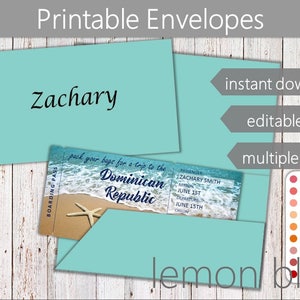 Surprise Trip Ticket Envelope | Printable Envelopes | Instant Digital ...