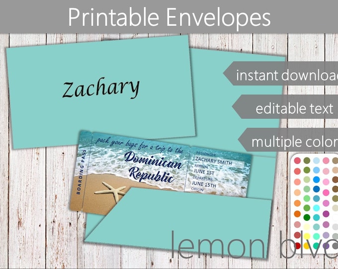 Surprise Trip Ticket Envelope Printable Envelopes Instant - Etsy