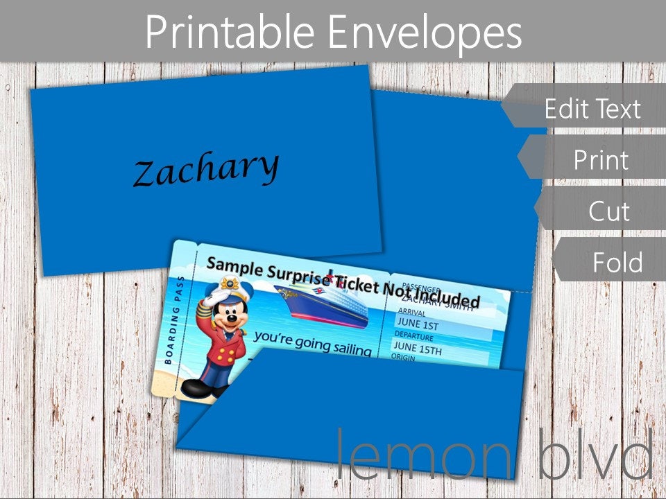 Surprise Trip Ticket Envelope | Printable Envelopes | Instant Digital ...