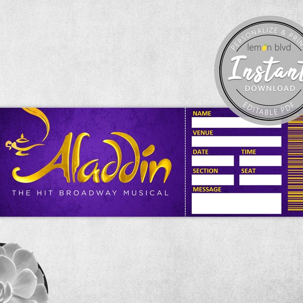 Aladdin Ticket Template - Etsy
