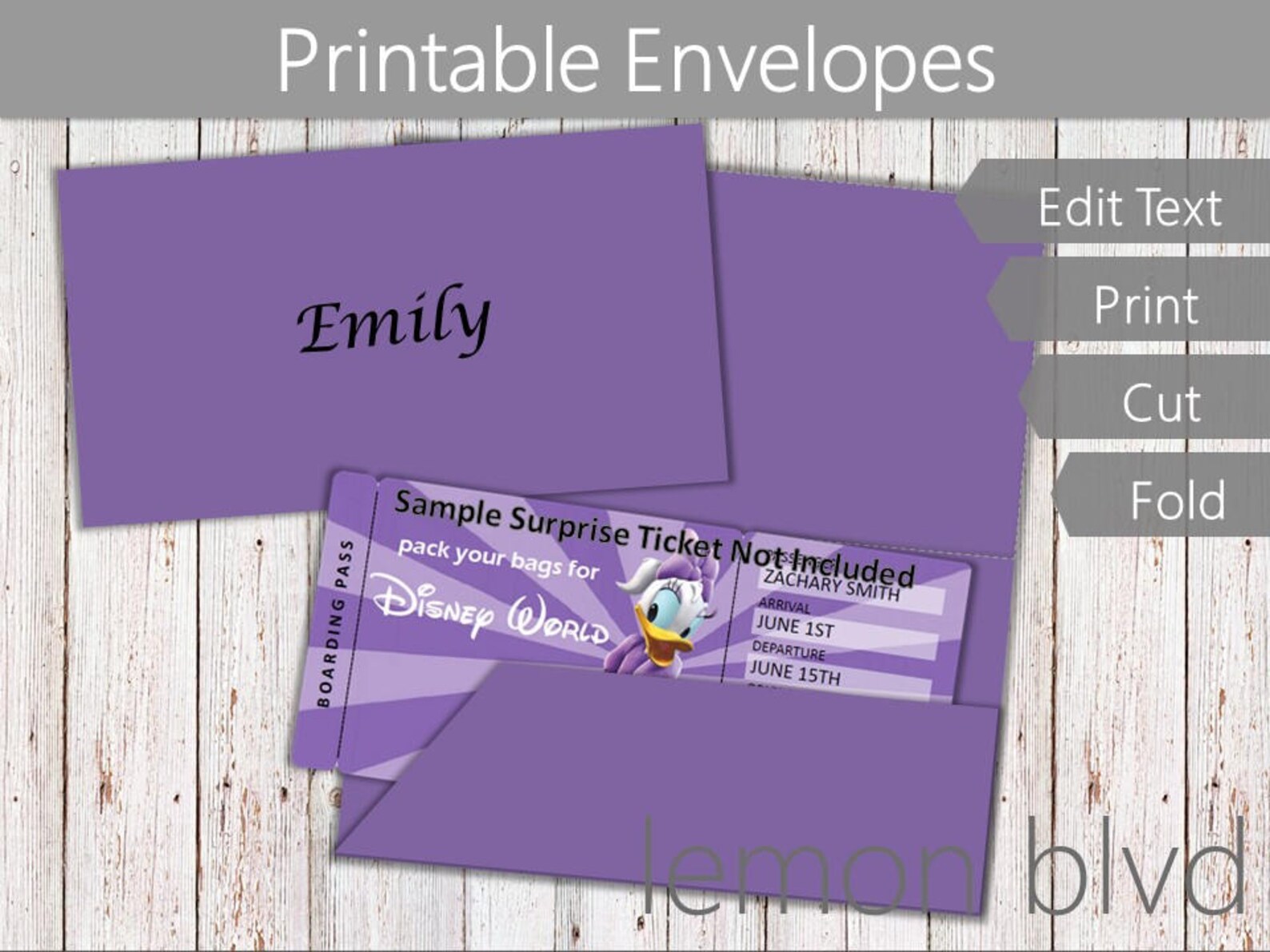 Surprise Trip Ticket Envelope | Printable Envelopes | Instant Digital ...