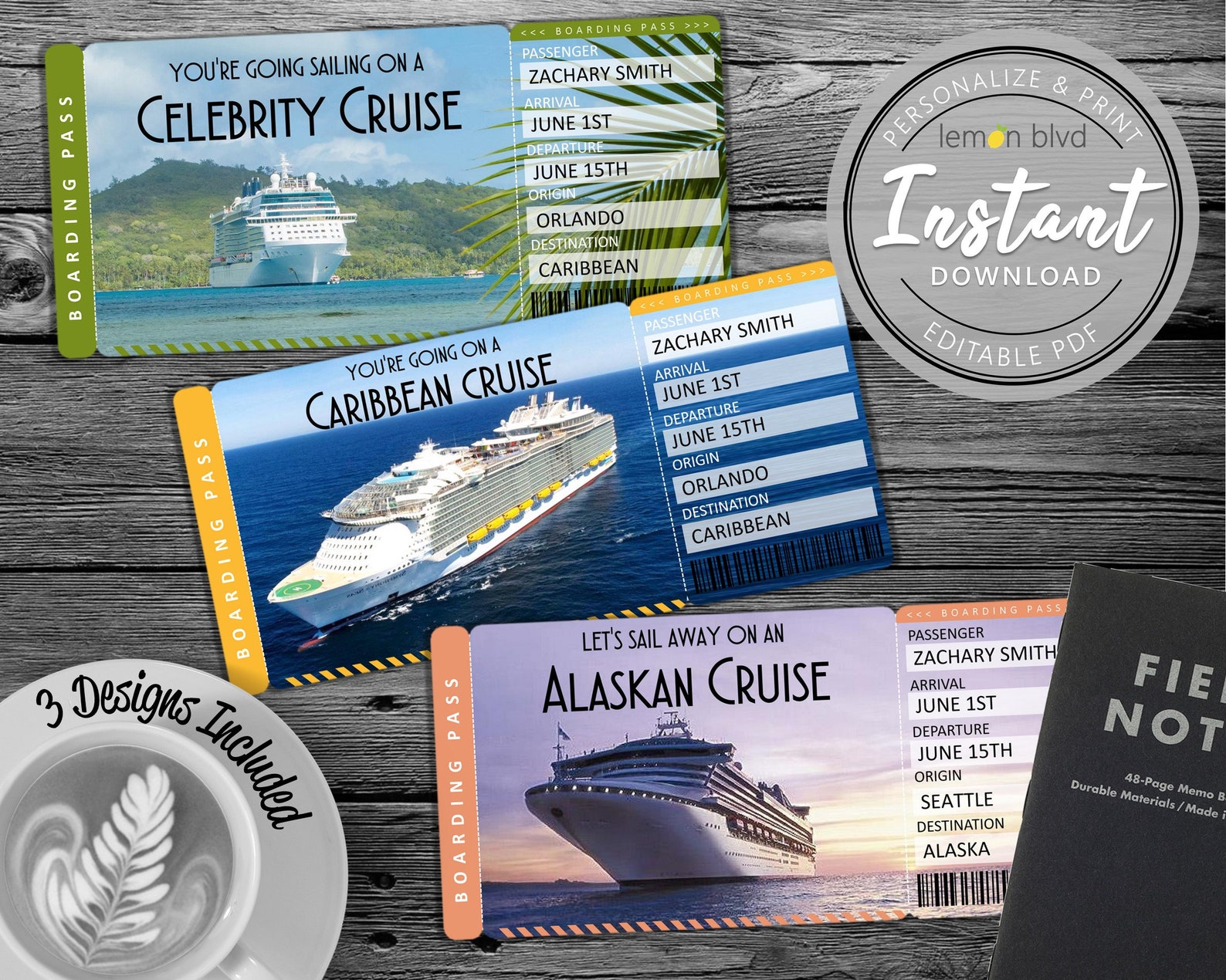 Cruise Tickets | Cruise Ticket Instant Digital Download | Editable Text ...
