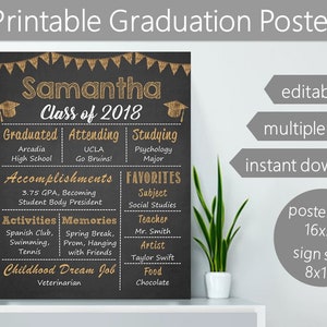 Graduation Chalkboard Sign Gold Graduation Poster Graduation Board ...