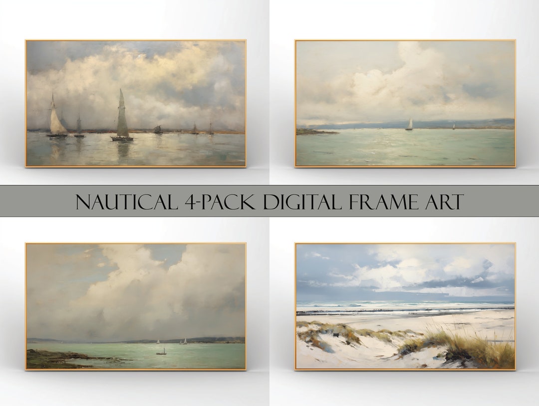 Moody Nautical Frame TV Art: Seaside Landscape Digital Downloads - Etsy