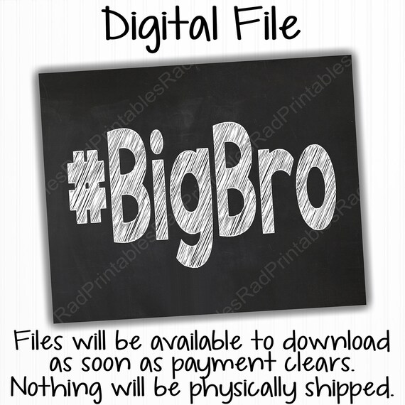 Big Bro Chalkboard Sign Instant Download Digital File | Etsy