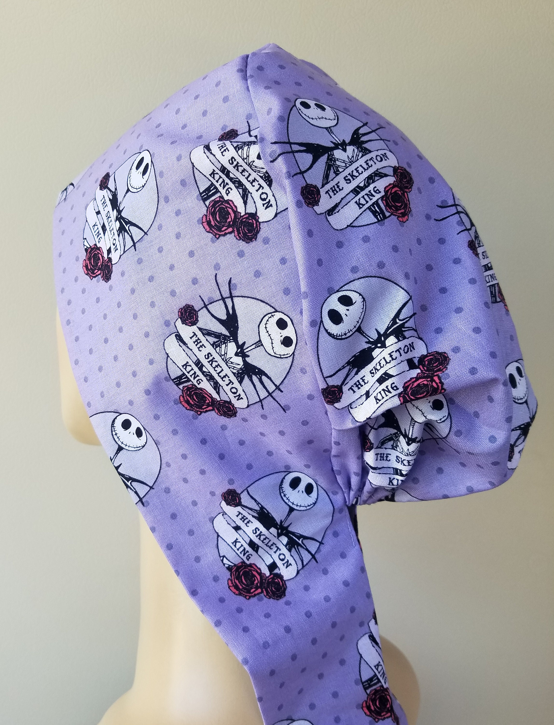 Pixie scrub cap, Jack Skellington scrub hat for women, pixie scrub hat ...