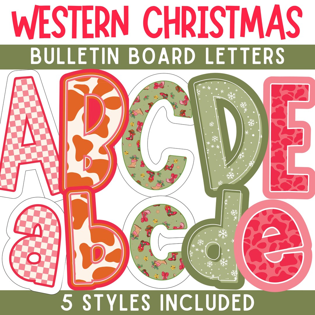 Western Christmas Bulletin Board Letters, Christmas Alphabet, Seasonal ...