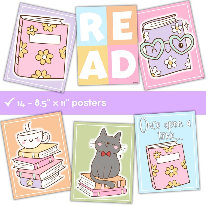 Library Reading Classroom Posters, Soft Pastels, Reading Corner ...