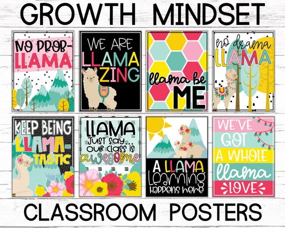 Llama Growth Mindset Posters Llama Classroom Decor Classroom | Etsy