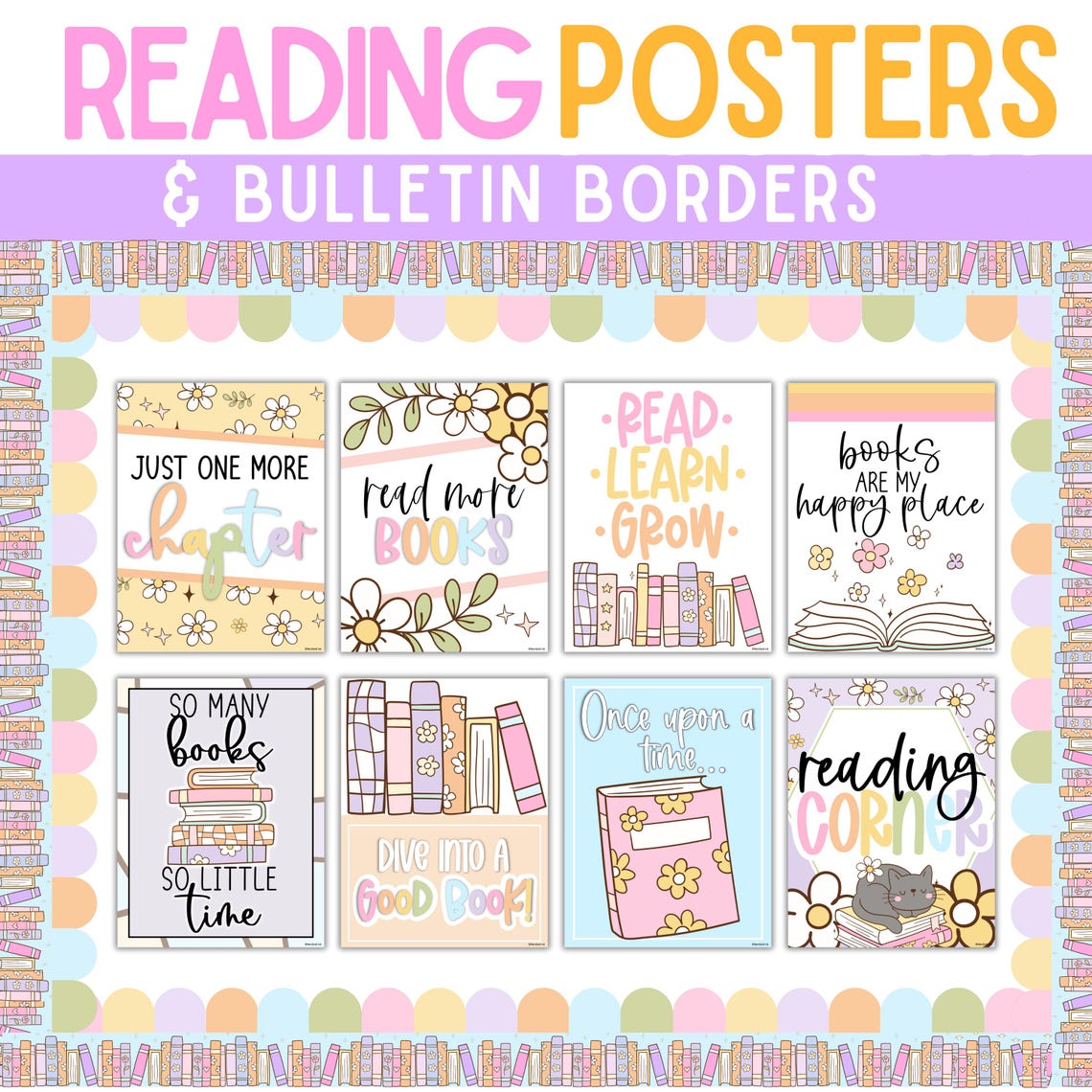 Library Reading Classroom Posters, Soft Pastels, Reading Corner ...
