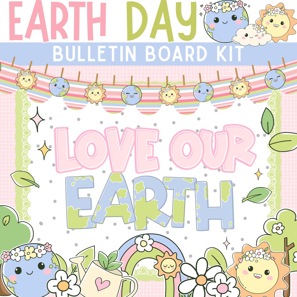 Earth Day Bulletin Board Kit, Spring Classroom Decor, Environmental ...
