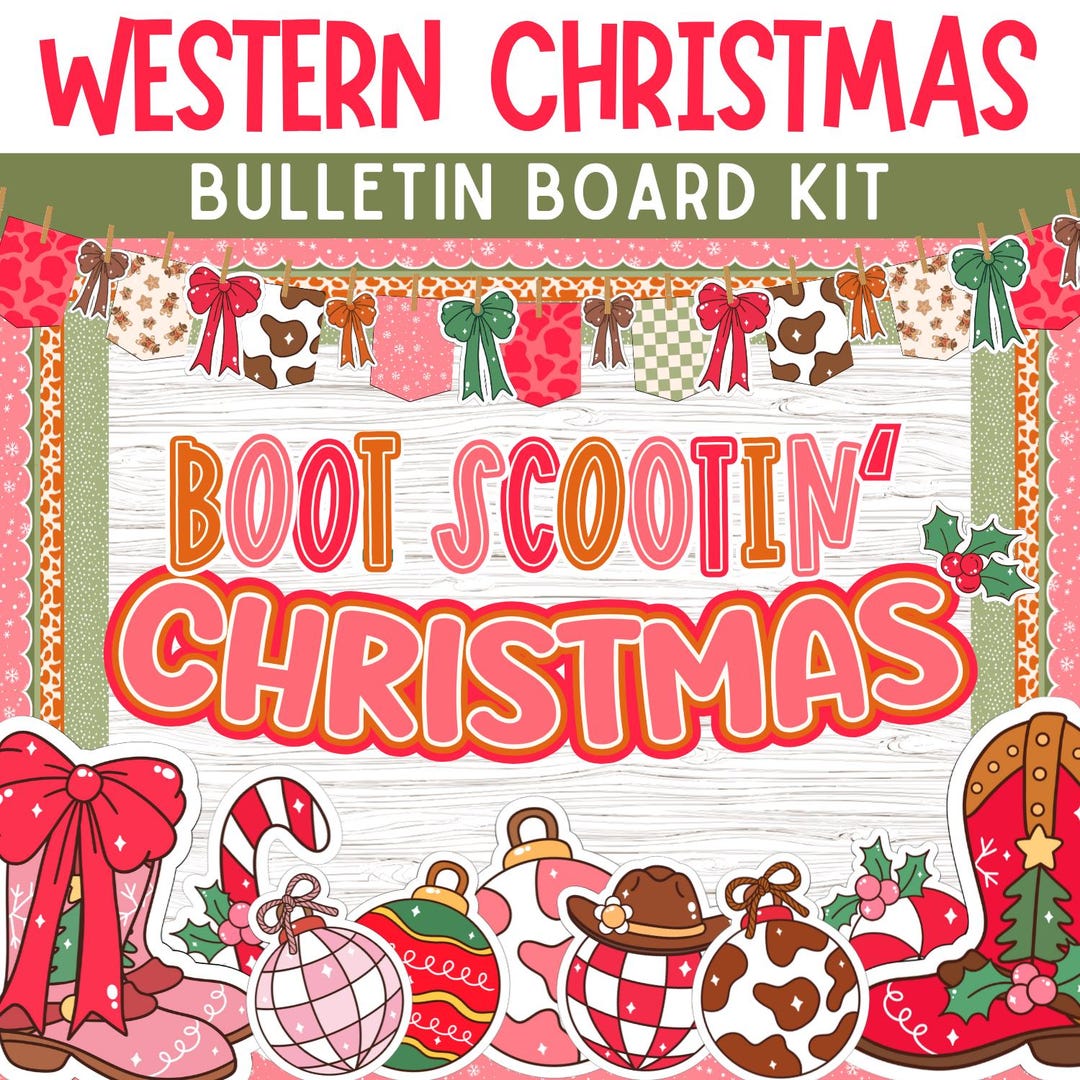 Howdy Christmas Bulletin Board Kit, Western Cowboy Christmas Classroom ...