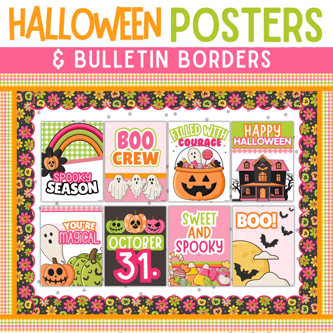 Bright Halloween Classroom Posters, Bulletin Borders, Fall Bulletin ...