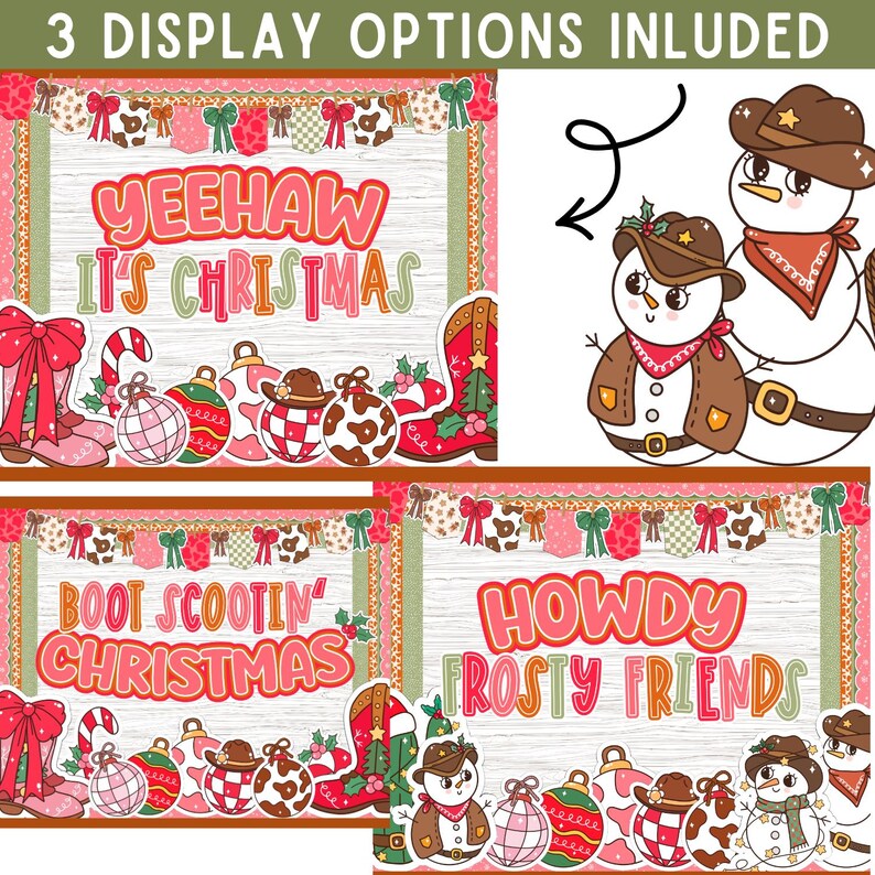 Howdy Christmas Bulletin Board Kit, Western Cowboy Christmas Classroom ...