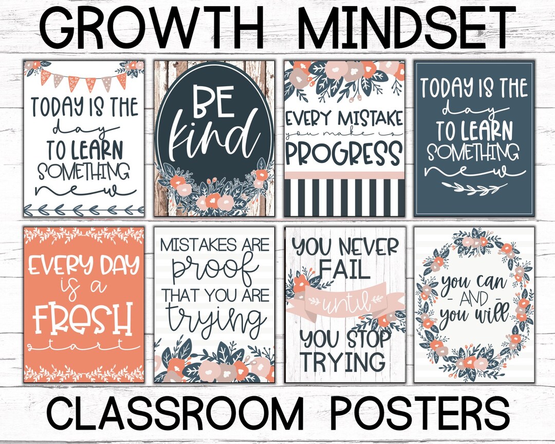 Floral Farmhouse Classroom Posters, Farmhouse Posters, Growth Mindset ...
