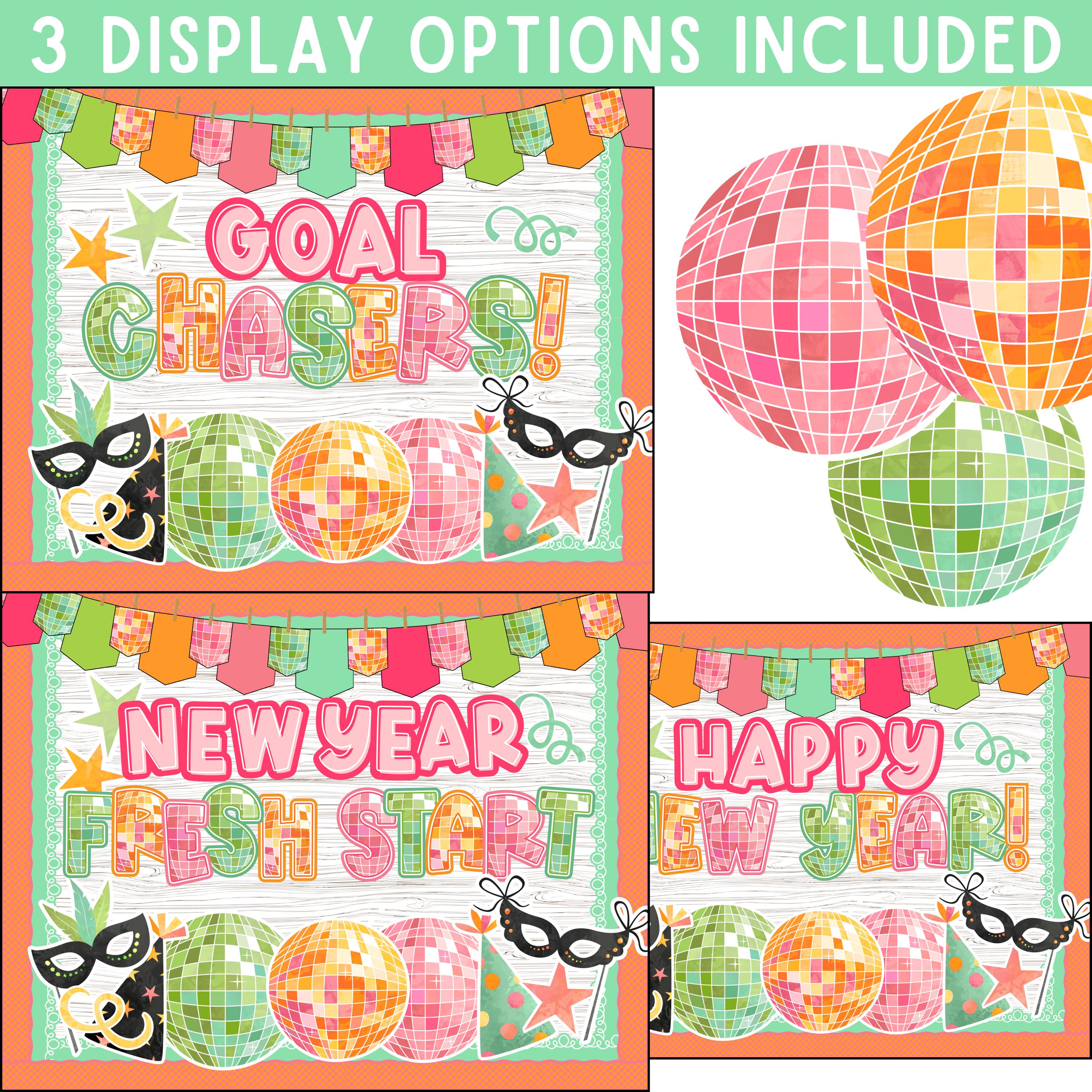 Disco New Year Bulletin Board Kit, Goal Setting Classroom Decor, Retro ...