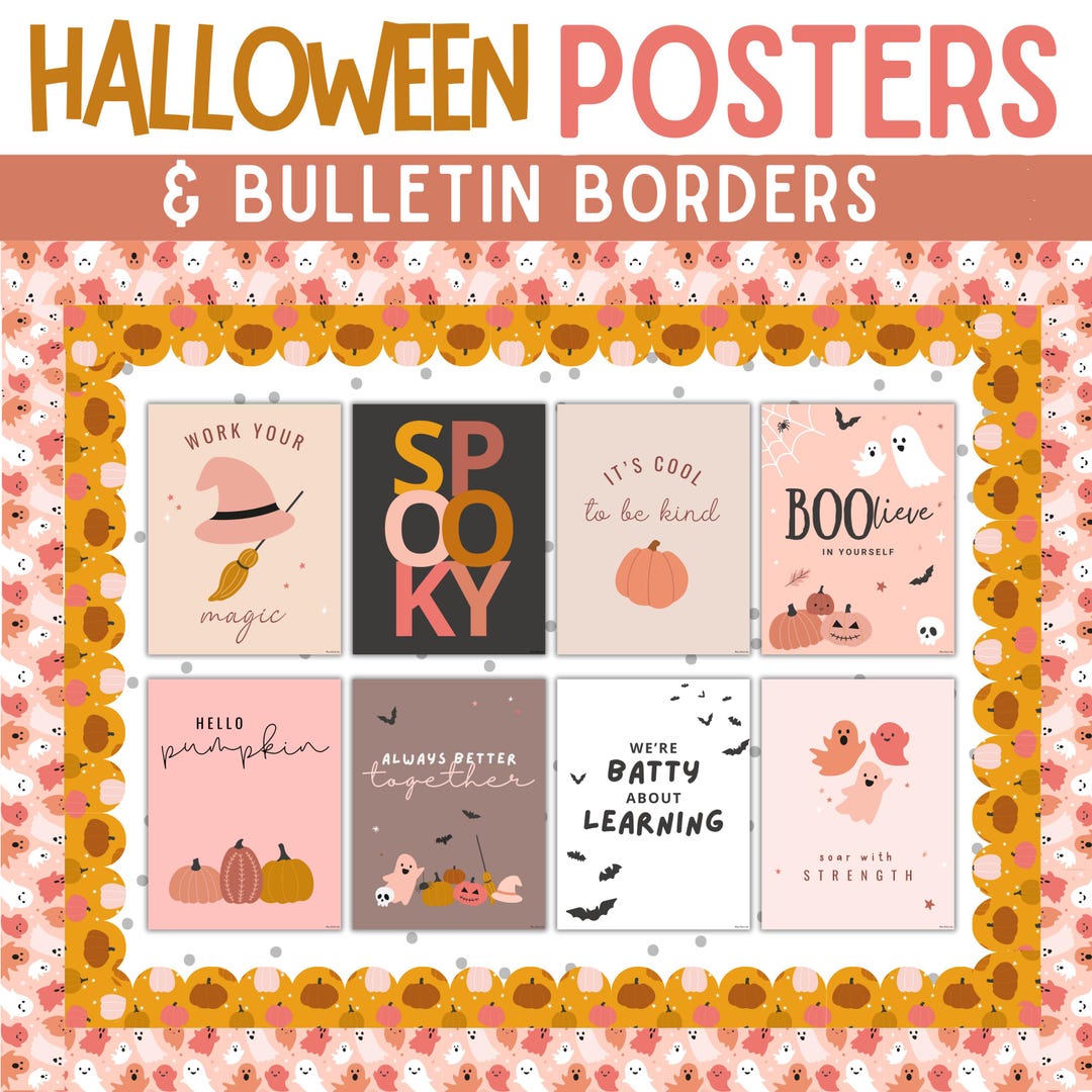 Boho Halloween Classroom Posters, Bulletin Borders, Fall Bulletin Board ...