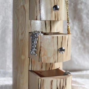 Log Jewelry Box W/ 2 Secret Compartments & 3 Drawers! Approx. 9" Tall ...
