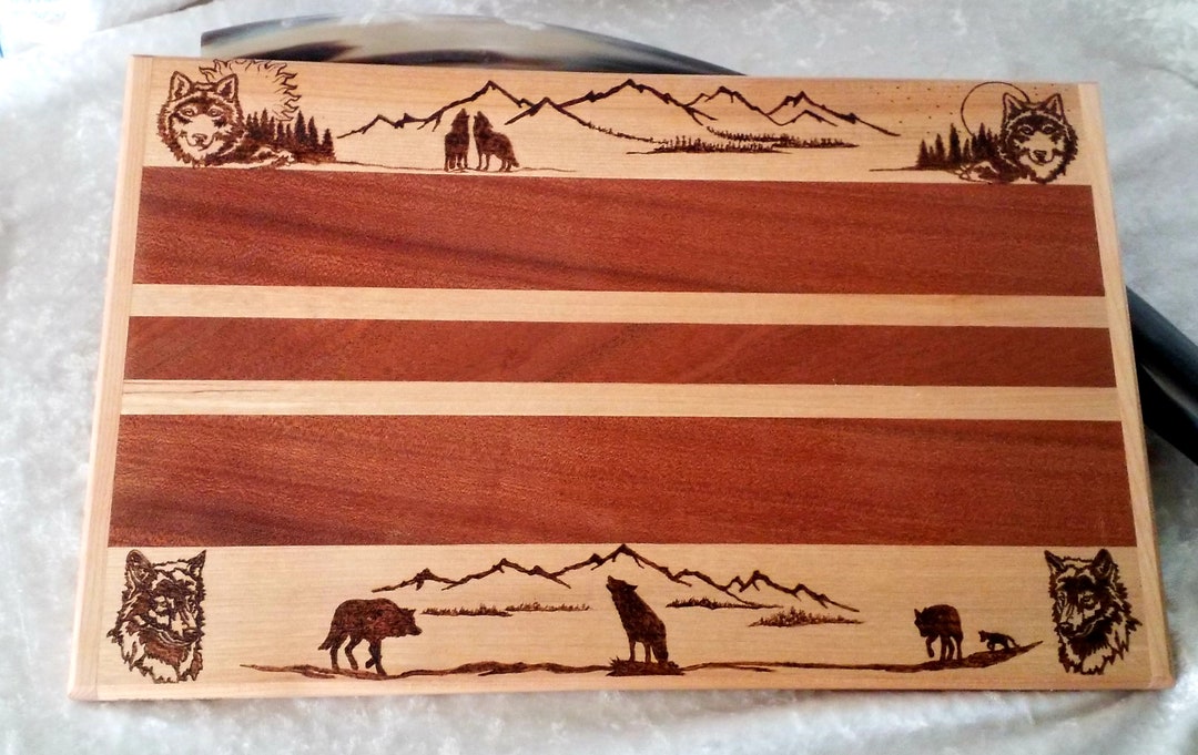 Wolf Pack Cutting Board. Sapele and Birch Wood Cutting Board ...