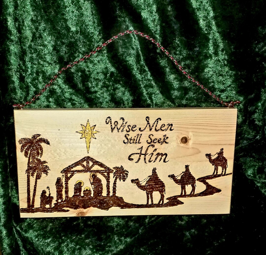 Wise Men Christmas Nativity Sign. Silhouette Nativity Scene. Wise Men ...