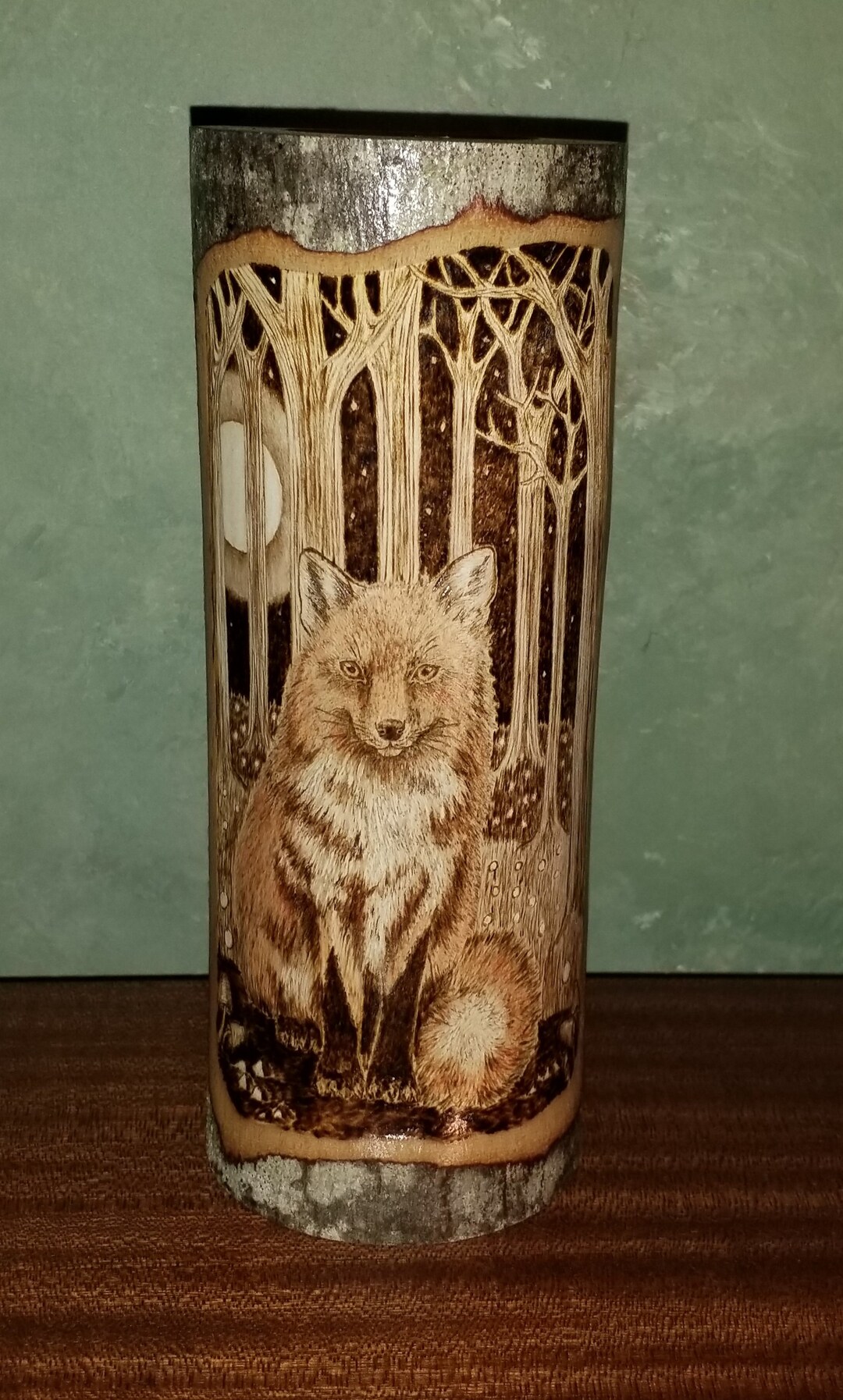 Fox Tealight. Fox Pyrography Art.wood Art.wood Burned - Etsy