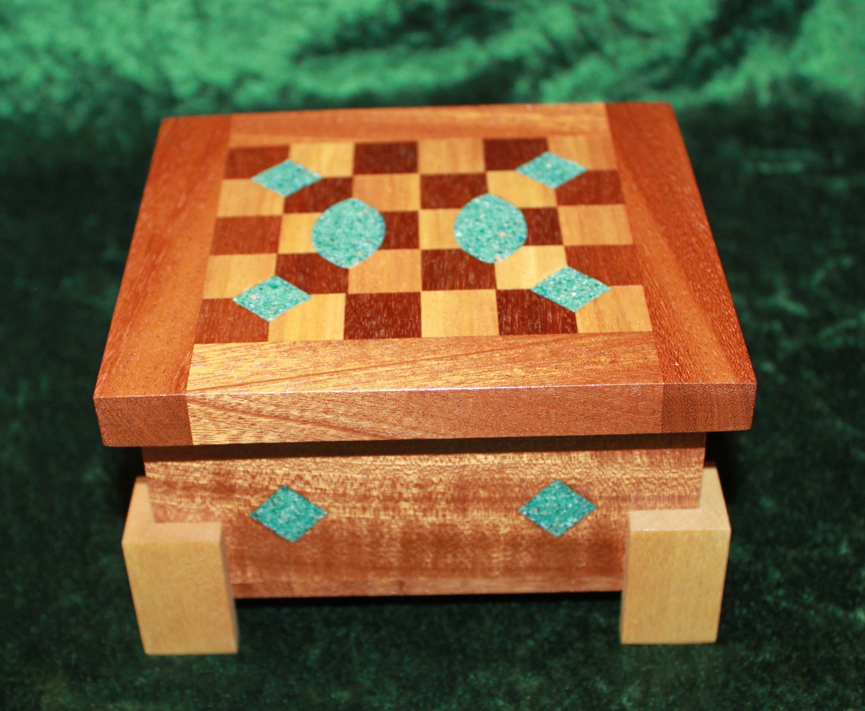 Turquoise Inlaid Jewelry Box. Checkerboard Design, Small Jewelry Box ...